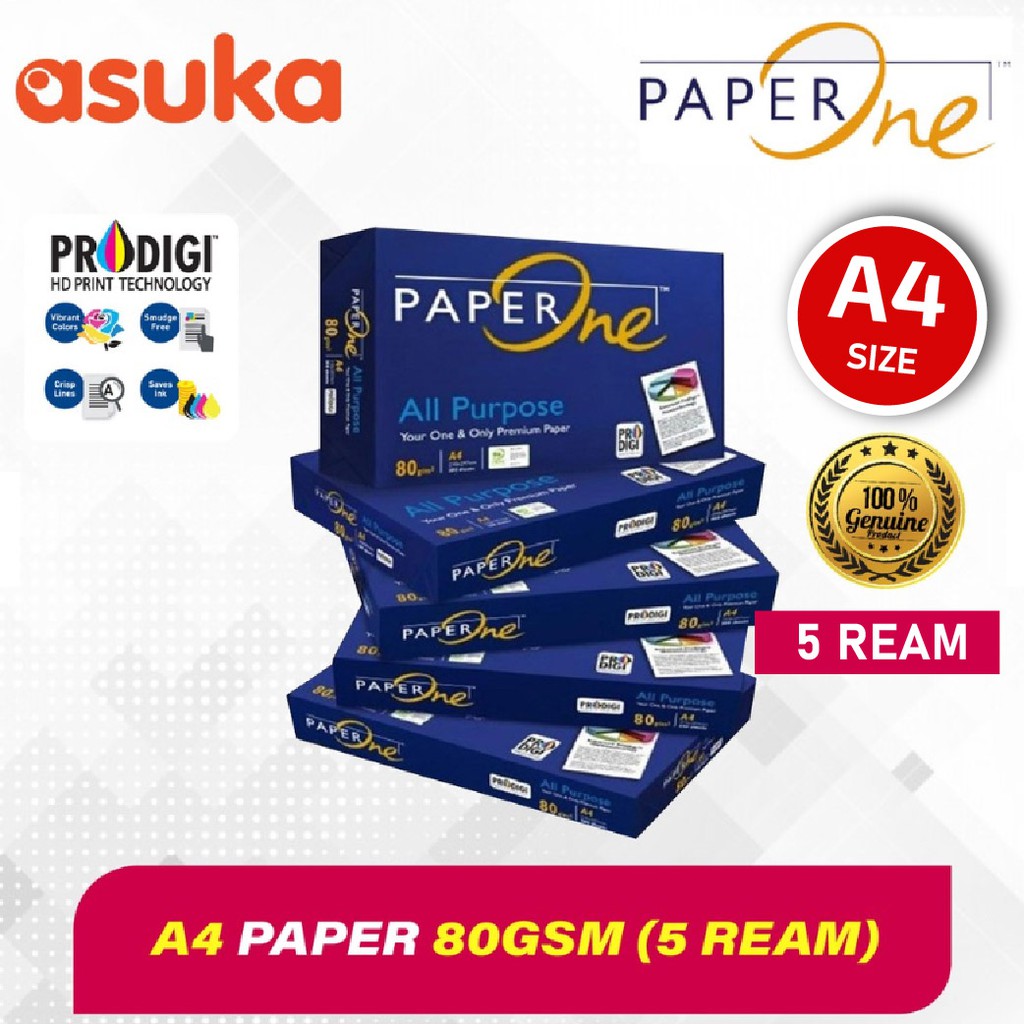 Original Paper One All Purpose (Blue) 80gsm A4 Paper (5Ream) | Shopee ...