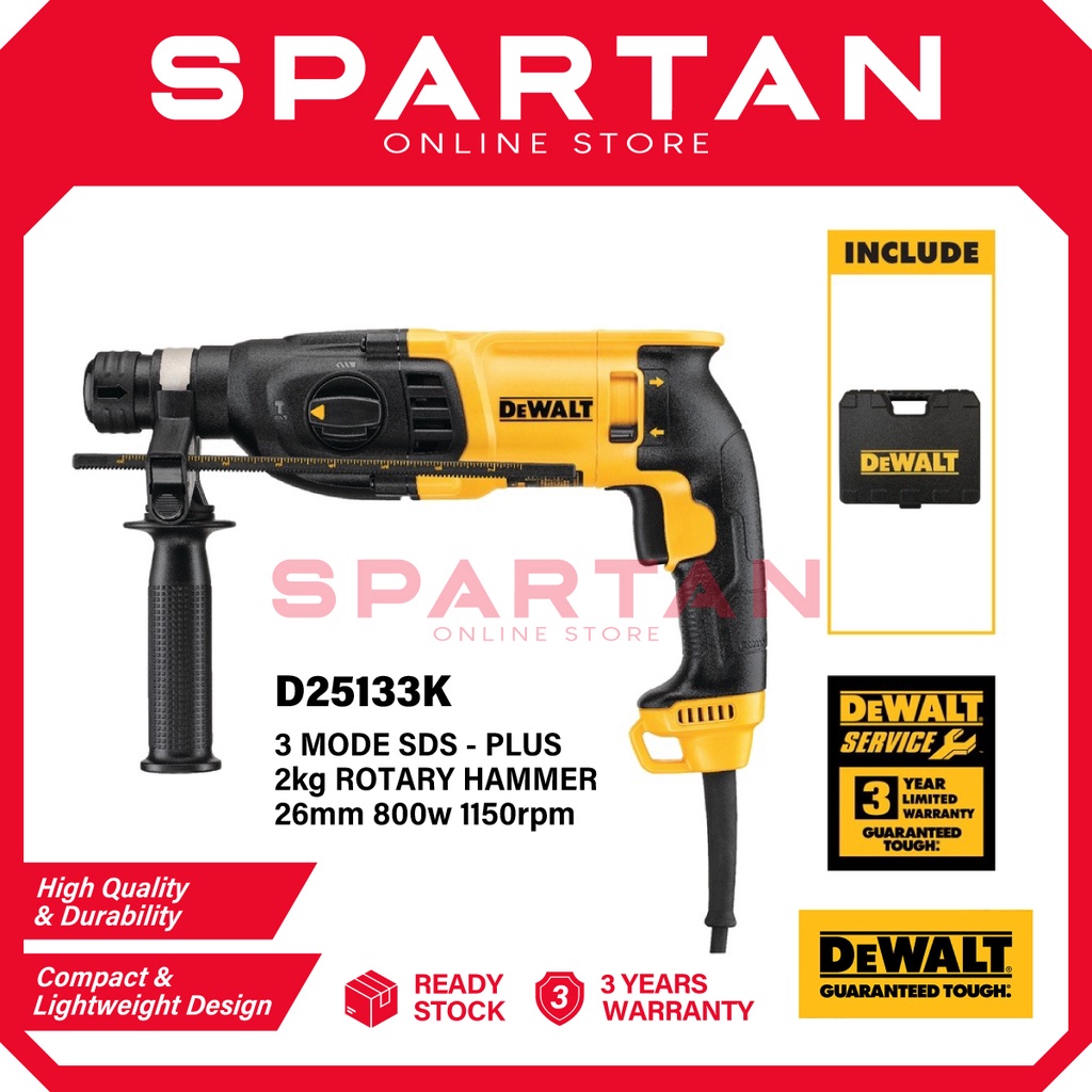 Dewalt Rotary Hammer Chipping Hammer Drilling Hammer D25133k Xd 3 Mode