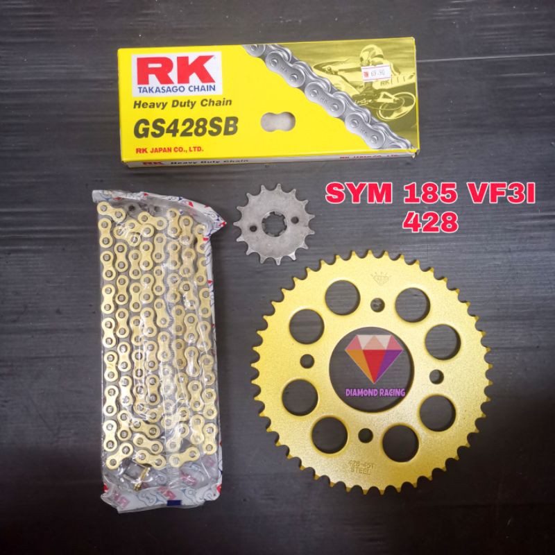Sprocket Set 428 SYM Vf3i (185)DIAMOND SPROCKET RKm/DRC Gold Chain ...