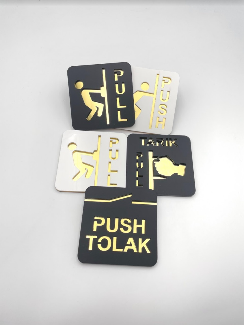 3D Push & Pull Sign Modern Door Signage Deco Office Sign Cafe Sign Home ...