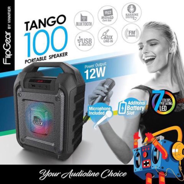 2019 new stok FlipGear Tango 100 Portable Bluetooth Speaker with Karaoke System (Free Mic)8 ...