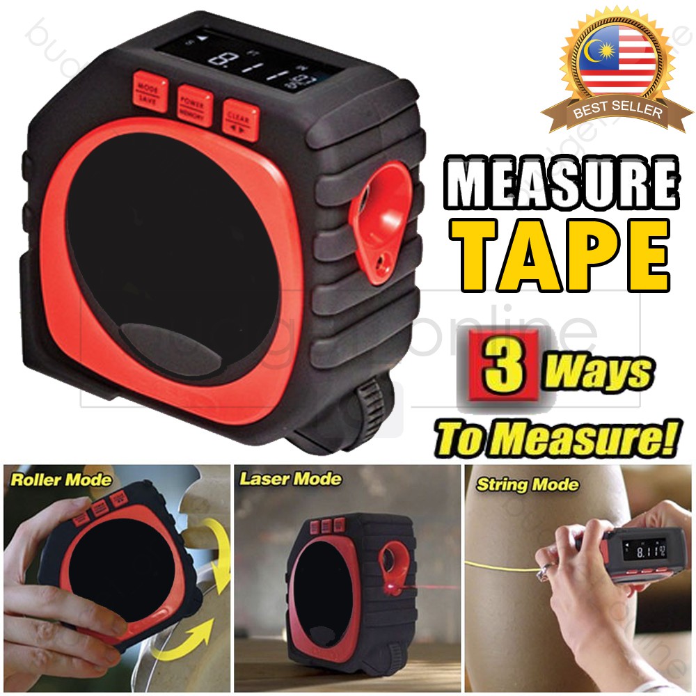 Measure Tape 3-in-1 Digital Tape Measure String, Sonic & Roller Mode ...