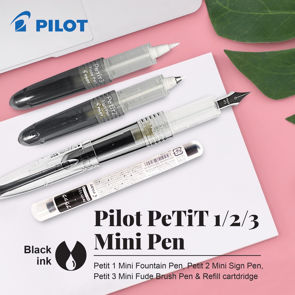 Pilot Petit 1/2/3 Mini Sign Fountain/Sign/Fude Brush Pen - Black ...