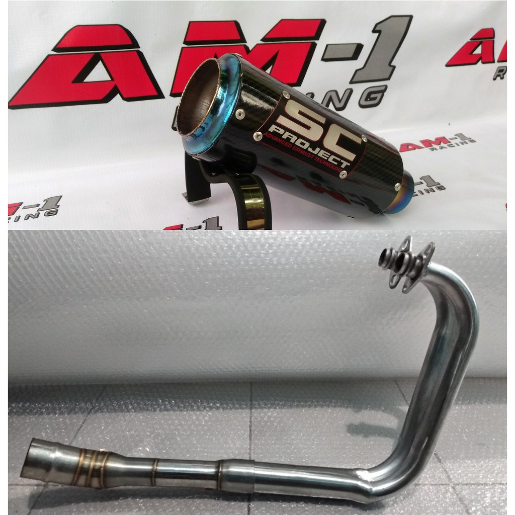 KOlong Underbelly Sc Project Racing Exhaust Blue Carbon Yamaha R25 R 25 ...