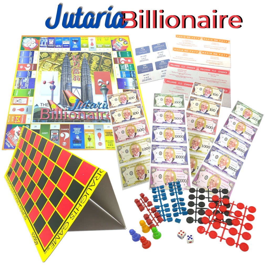 [Big Board] 2 In 1 The Billionare Jutaria Game & Draughts Game ...