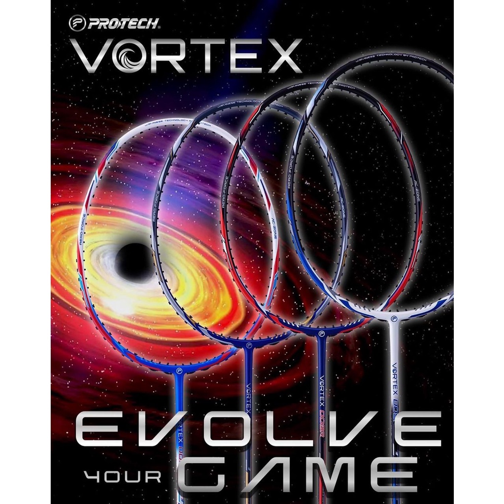PROTECH BADMINTON RACKET VORTEX SERIES ( FREE STRING & GRIP ) | Shopee ...