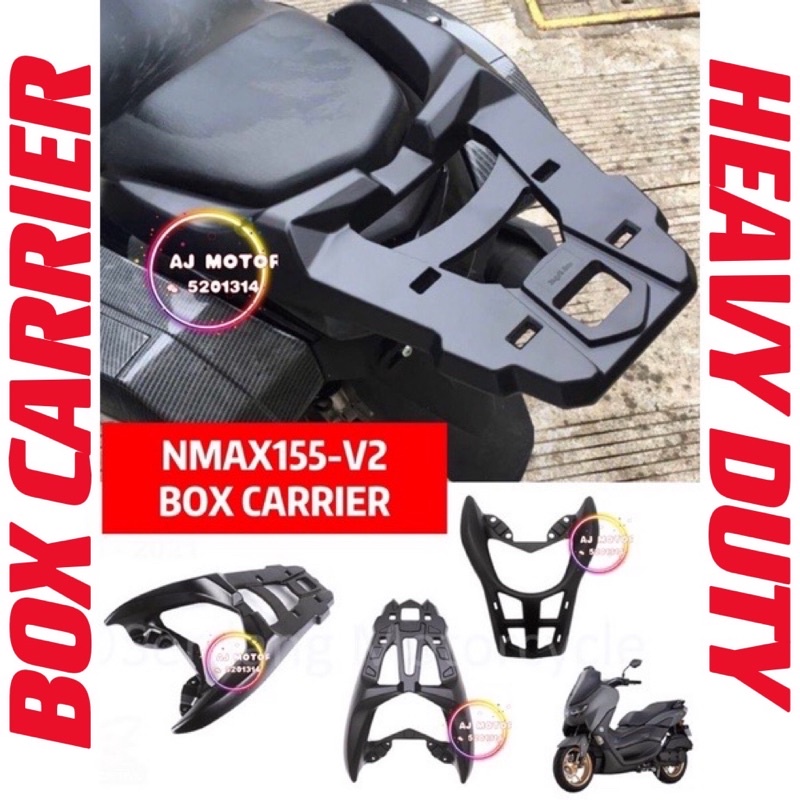 YAMAHA NMAX155 V1 V2 ALLOY TOP BOX CARRIER HEAVY DUTY NMAX 155 MONORACK TAPAK BOX BELAKANG KOTAK ...