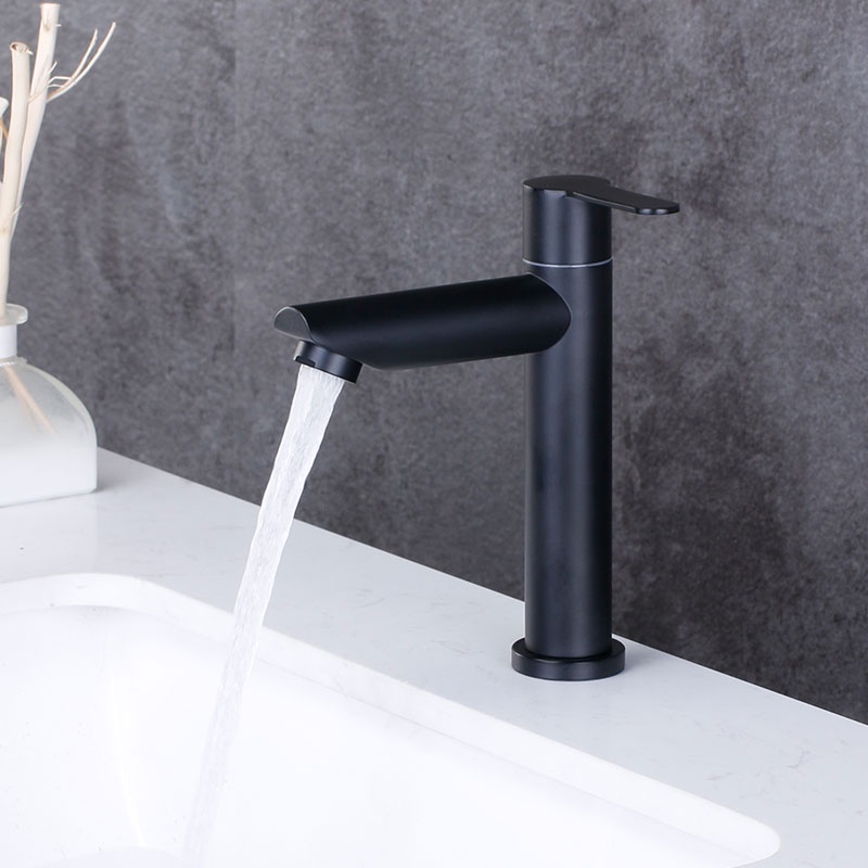 Single cold black bathroom basin basin top faucet cold water 304 ...