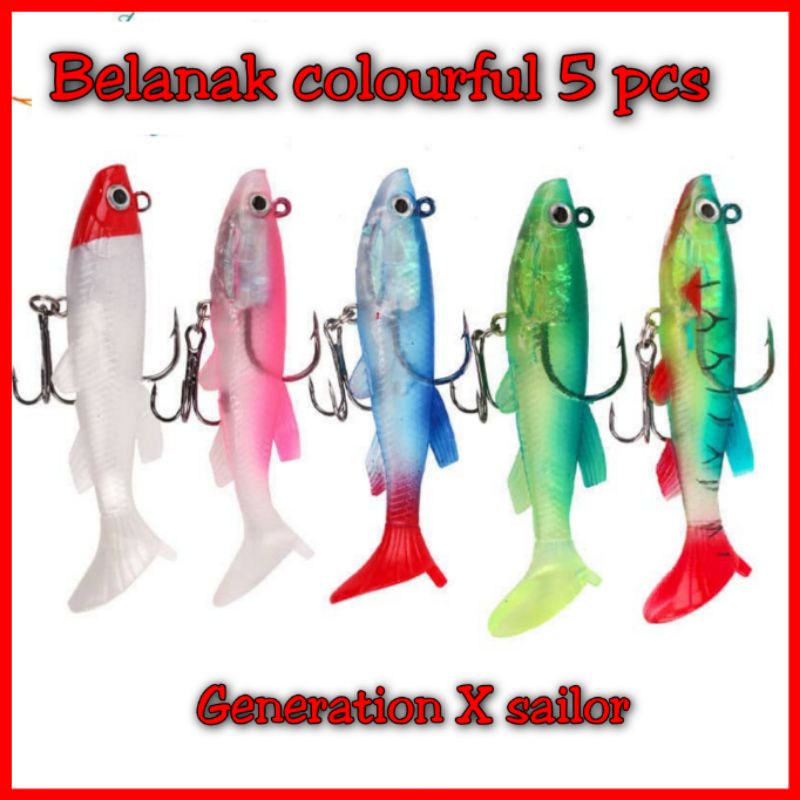 🇲🇾 5 pcs Belanak colourful dan ekor C/ sp belanak / 8cm 14gram/casting ...