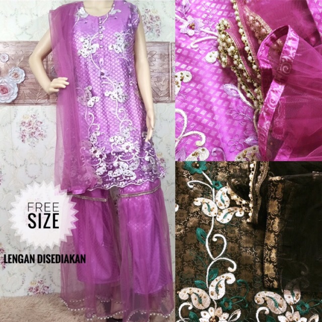 JAMAWAR SHARARA SHALWAR KAMEEZ SONGKET BAJU PUNJABI SUIT READY MADE ...