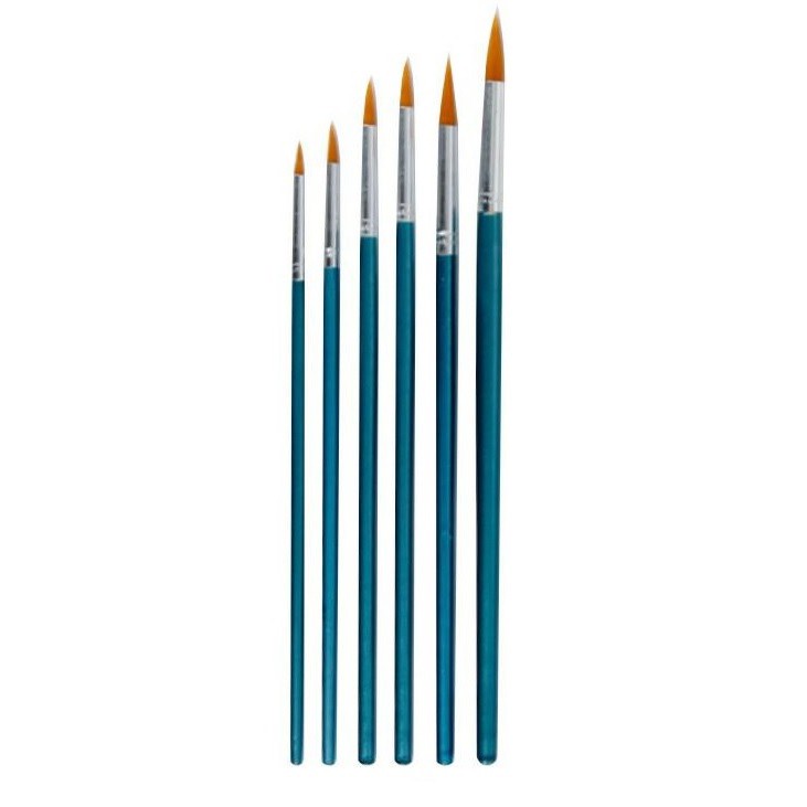 Nikki Brush Set 251 (6pcs) Artist Nylon Brush Set of 6 (Flat / Round ...