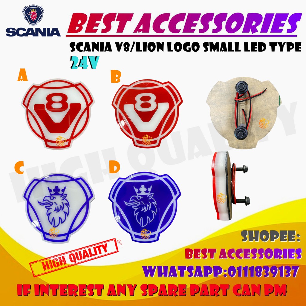 SCANIA V8/LION/EAGLE LOGO SMALL LED TYPE 24V HIGH QUALITY | Shopee Malaysia