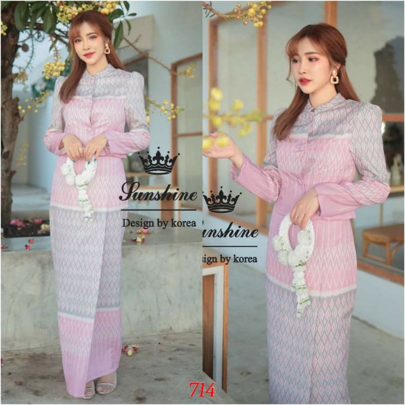 Sweet And Beautiful Pink Thai Pattern Chitralada Set | Shopee Malaysia