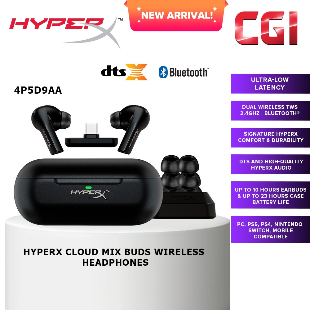 HyperX Cloud Mix Buds TWS 2.4GHz Bluetooth USB-C Adapter Wireless ...
