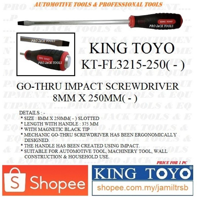 KT-FL3215-250( - ) ~ 2025 Original KING TOYO Go-Thru Impact Screwdriver ...