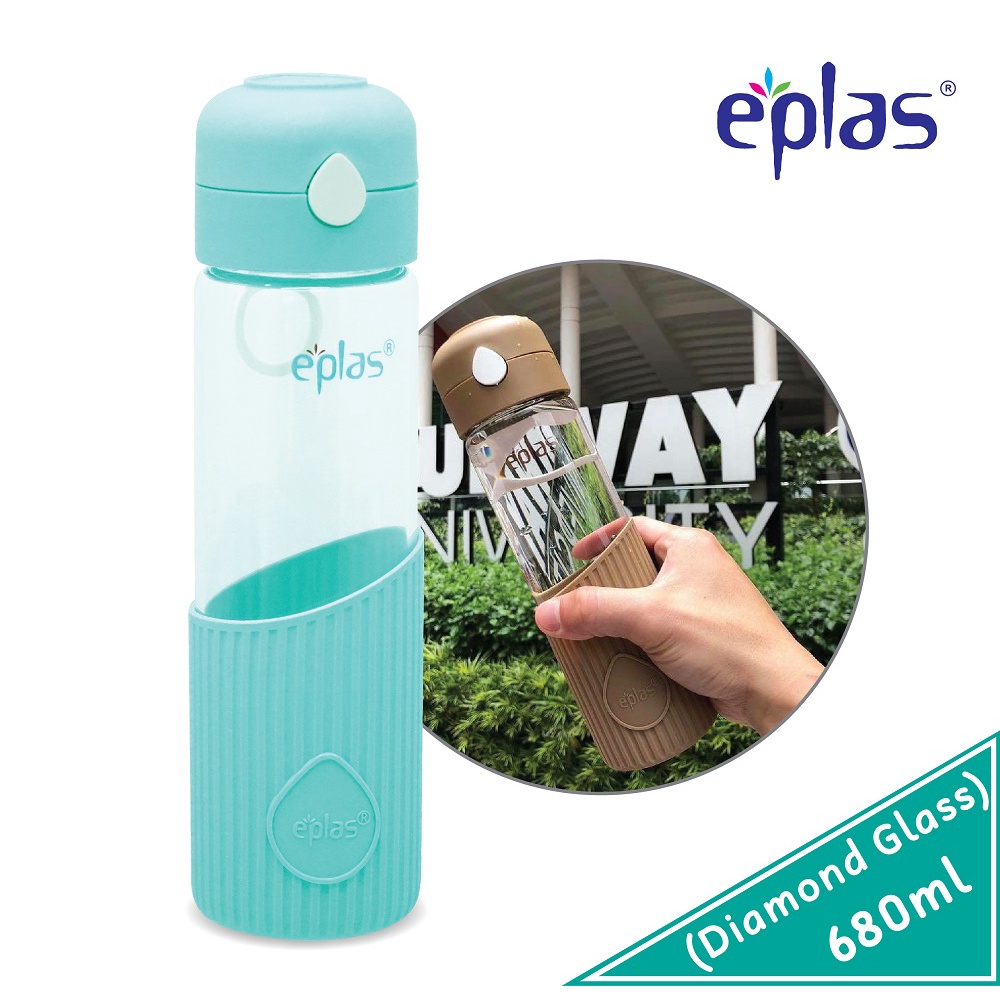 EPLAS GLASS 500/680ml Water Bottle With Push Button and Handle ...