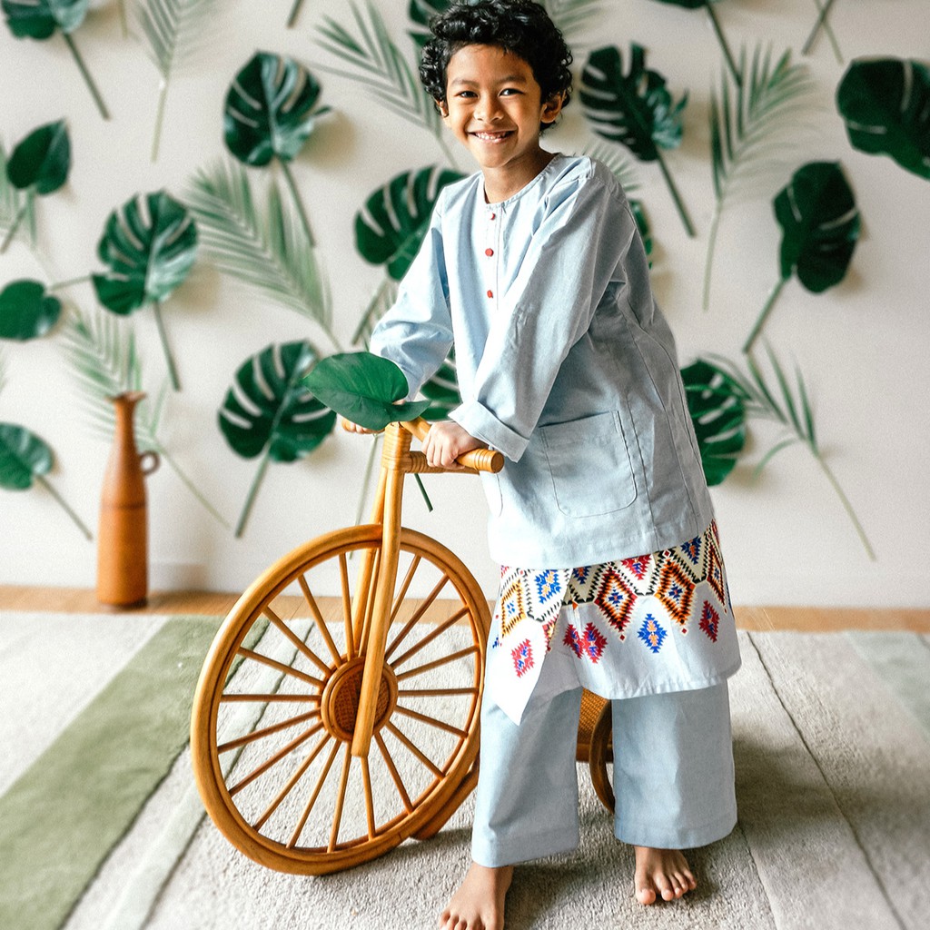 Baju Melayu Budak 6Y-7Y | Grey | 100% Cotton | Baju Raya | Breathable ...