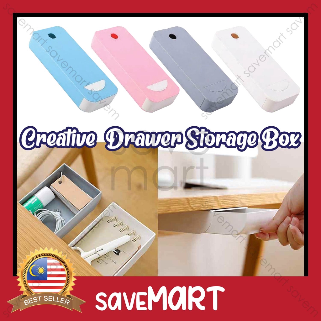 Hidden Drawer Storage Box Under Table Stationery Case Desk Organizer ...