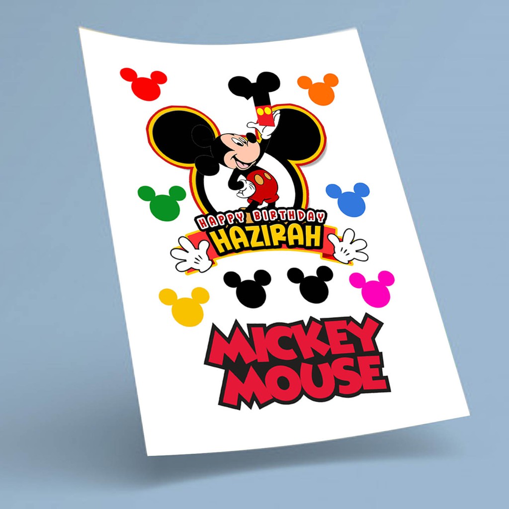 MICKEY MOUSE CUSTOM NAME & AGE [JPEG FORMAT/FILE] [CAKE TOPPER] [PRINT ...
