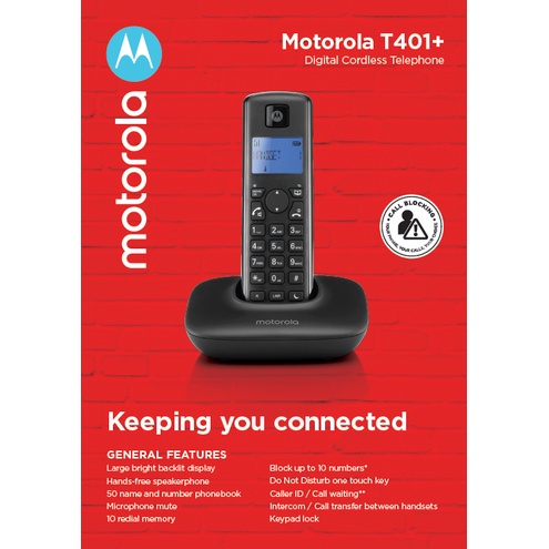 (New) Motorola T401 Cordless Dect Phone Digital Wireless (Home/Office ...