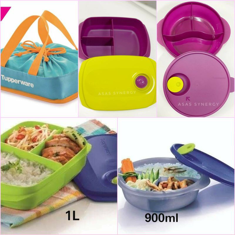 [TUPPERWARE] Crystalwave Divided Dish Reheatable Lunch Box Jollitup ...