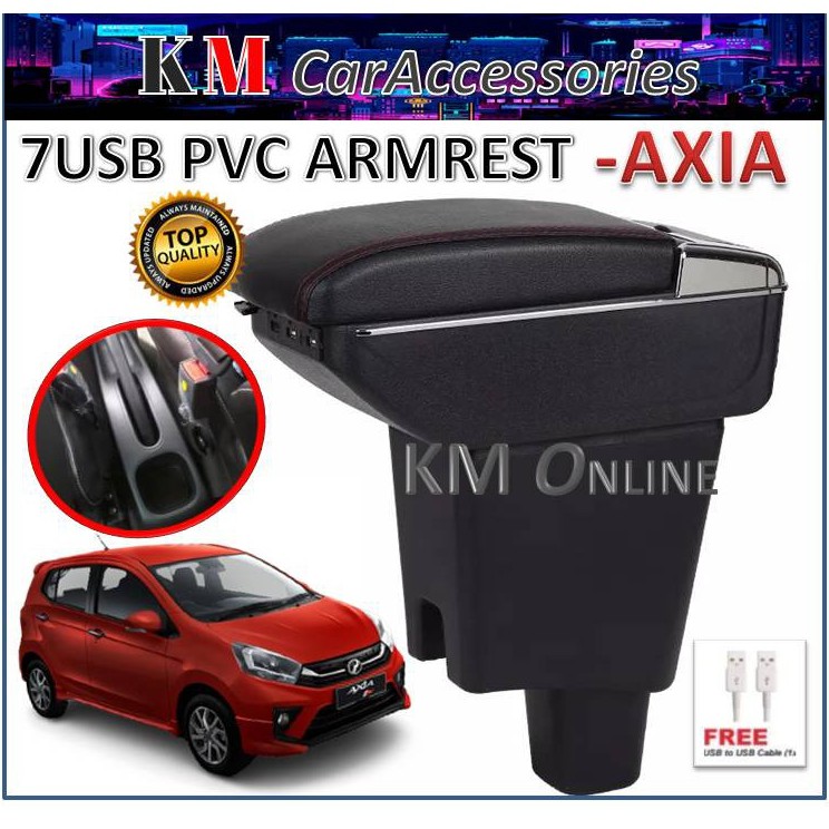 Perodua Axia 2014-2022 Adjustable Armrest Double Layer with 7 USB Ports ...