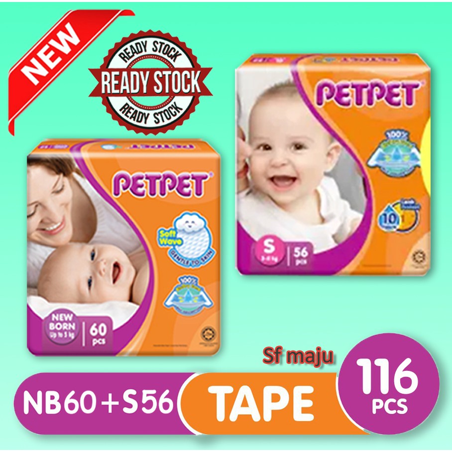 🔥Ready Stock🔥 PetPet Jumbo Pack NB 1x60s + S 1x56s (starter pack ...