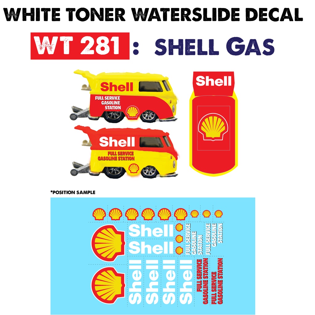 SHELL GAS Decals Hotwheels Tomica 1:64 diecast custom white toner ...