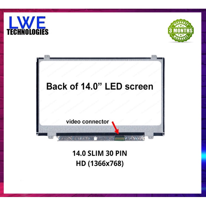 Laptop Screen 14.0" Slim UP DOWN 30Pin HD LCD LED Display N140BGA-EB3 ...