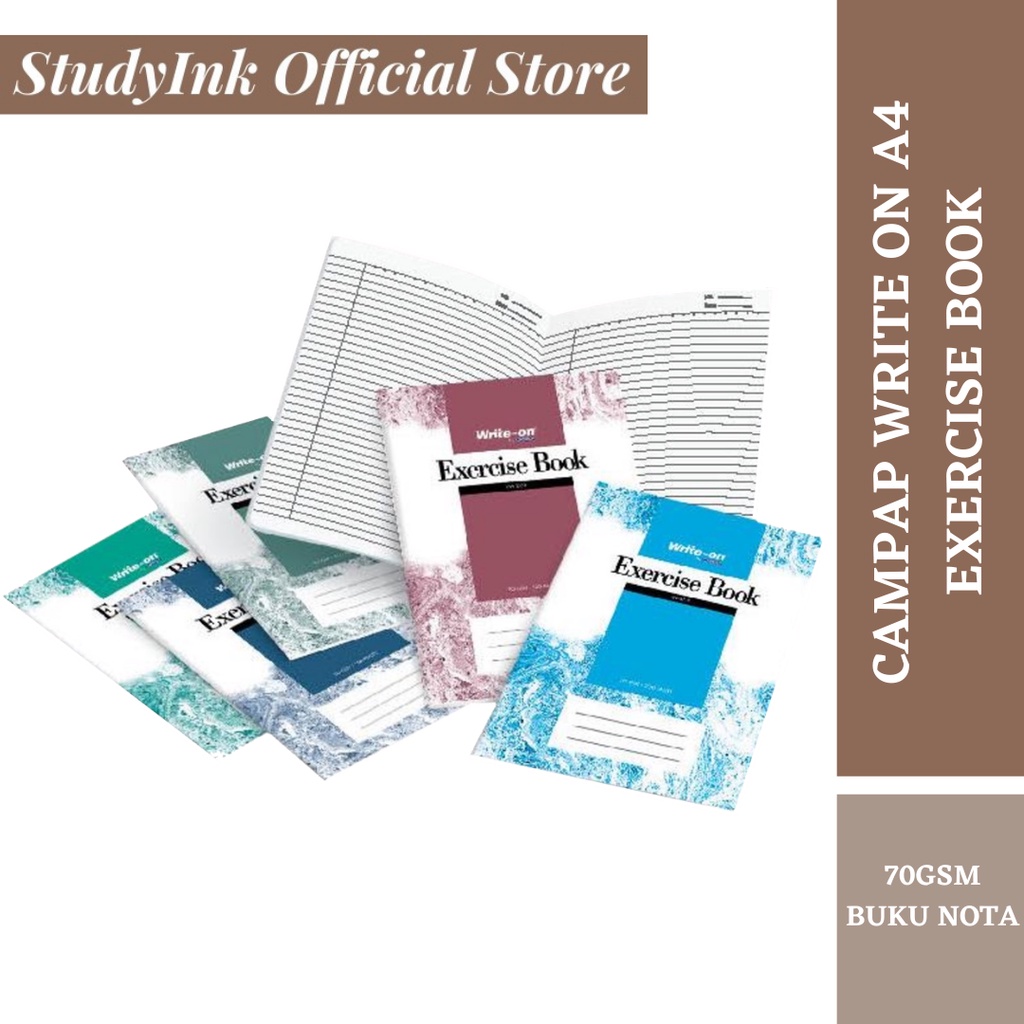 CAMPAP WRITE ON A4 EXERCISE BOOK BUKU NOTA 70GSM CW2506 80P/ CW2507 120P/ CW2508 160P/ CW2509 ...