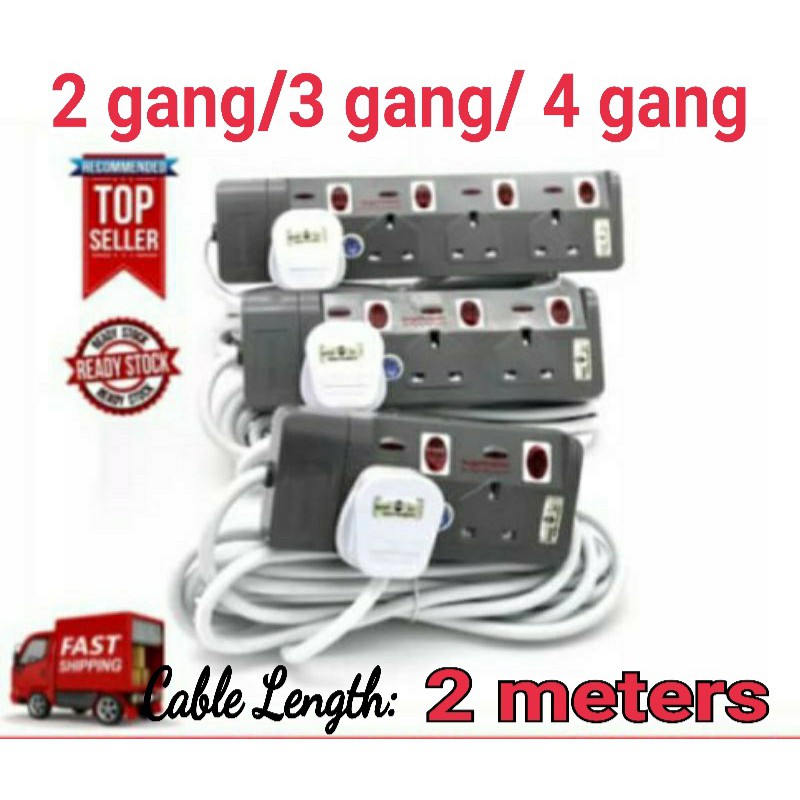 SIRIM APPROVED [Ready Stock] Designer 2 / 3 / 4 / 5 Gang Extension Wire ...