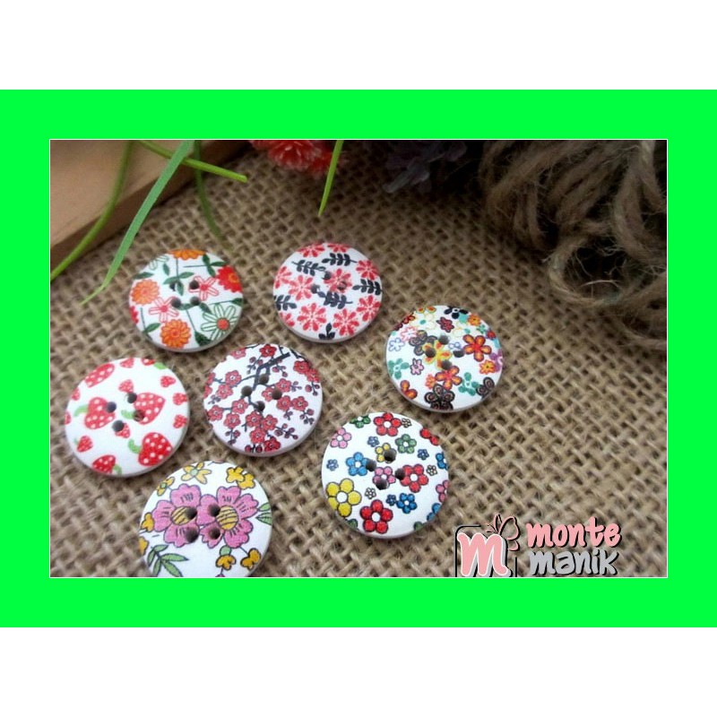 KAYU 2 CM Motif Round Wooden Buttons KKN-037 Online Craft Shop | Shopee ...