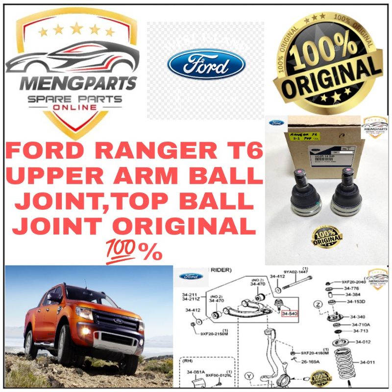 ORIGINAL 💯% FORD RANGER T6 T7 UPPER ARM BALL JOINT,TOP BALL JOINT ...