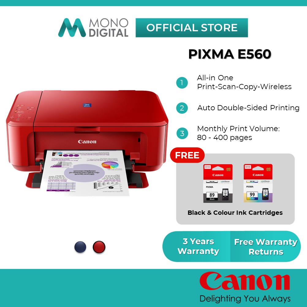 Canon Pixma E560 / E560R Advanced Wireless All-In-One Printer with Auto ...
