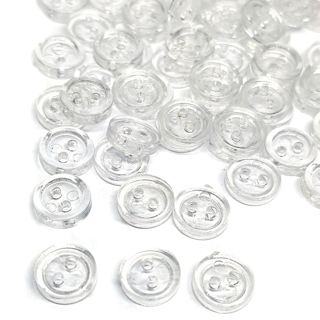 100 pcs doll buttons, Transparent clear white tiny small round buttons ...