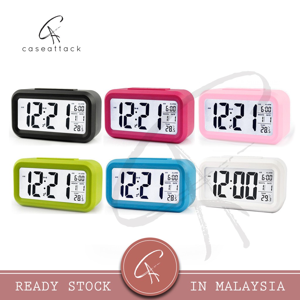 Digital Smart Temperature Snooze Alarm Student LCD Mute Backlight Clock ...