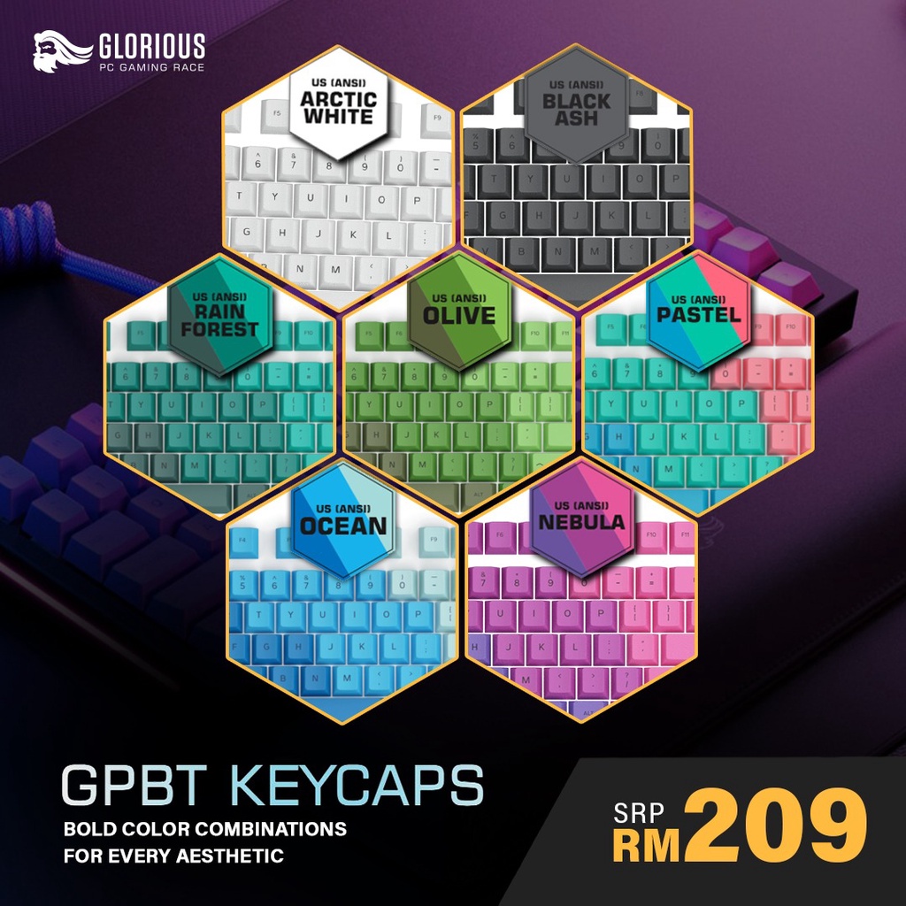 [CLEARANCE] GLORIOUS GPBT PBT KEYCAPS KEYCAP (MECHANICAL KEYBOARD ...
