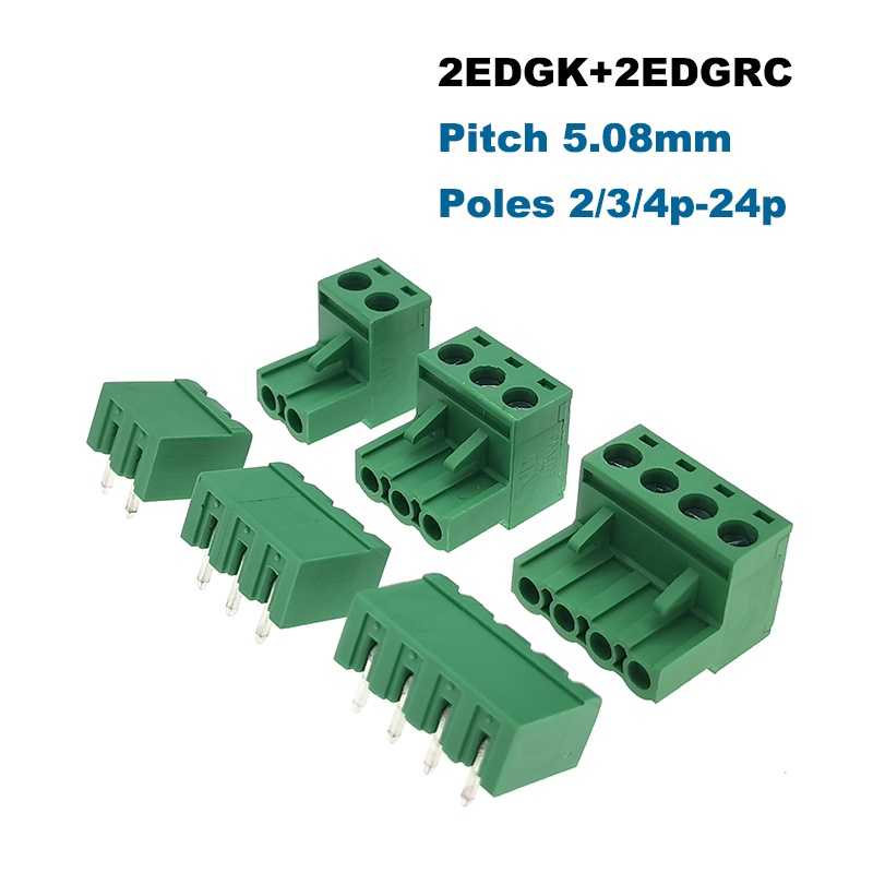 10/5Sets Pitch 5.08mm Plug-in PCB Screw Terminal Blocks Connector 2EDGK ...