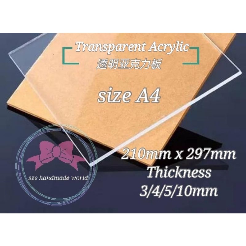 Extruded Acrylic Sheet (A4 size )DIY 3-10mm (T)210mm x 297mm | Shopee ...
