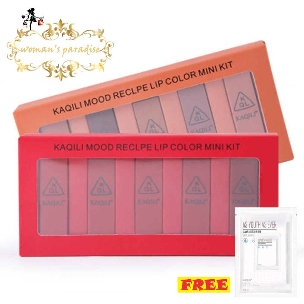 🔥Ready Stock🔥 KAQILI Mood/Red Matte Lip Color Lipstick Mini Kit 5in1 ...