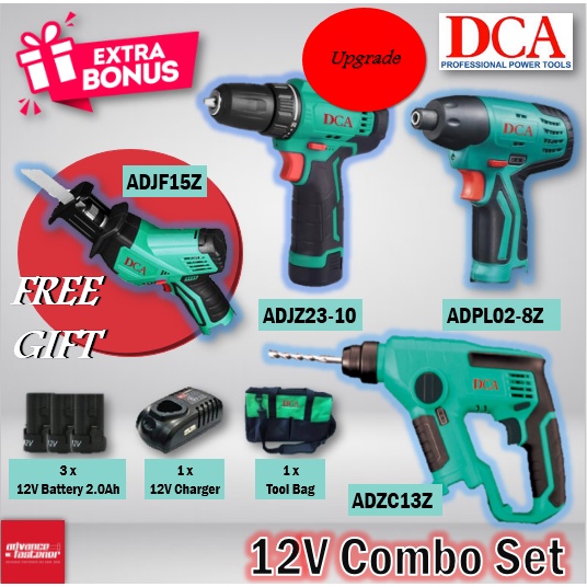 DCA 12V Cordless Combo Set ( ADJF15 Sarbe Saw / ADJZ23-10 Driver Drill ...