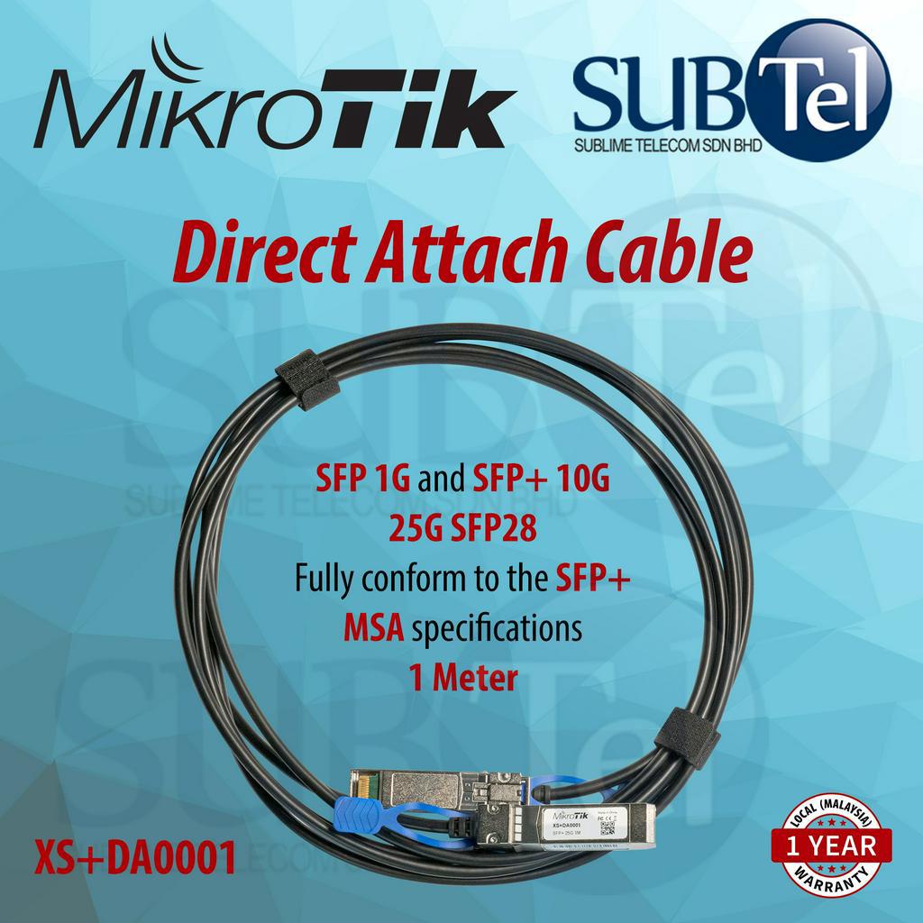 Mikrotik XS+DA0001 Direct Attach Cable DAC 1m 1G / 10G / 25G SFP SFP+ ...