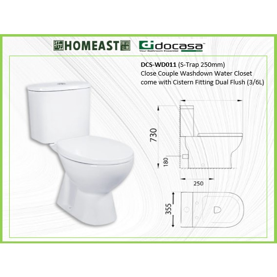 [DOCASA] Close Couple Washdown Water Closet come with Cistern Fitting ...