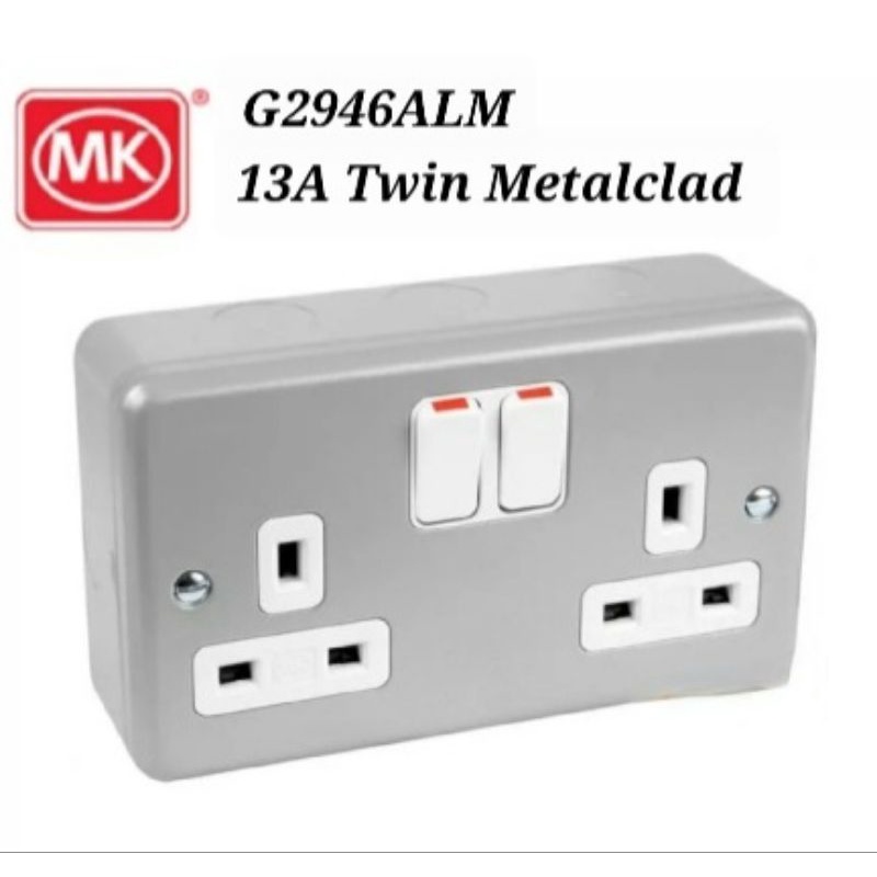 MK G2977ALM G2946ALM 13A METAL CLAD SWITCH SOCKET 1GANG 2GANG | Shopee ...
