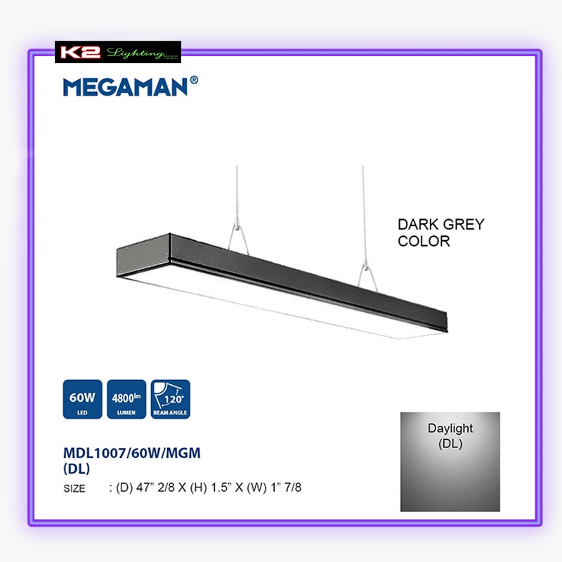 MEGAMAN GERMAN LED HIGH PENDANT LIGHT BATTEN MDL1007 60W (4000K 6500K ...