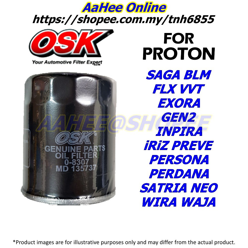 OSK Oil Filter O-8307 Proton SAGA BLM FLX VVT EXORA GEN2 IRIZ PERSONA ...