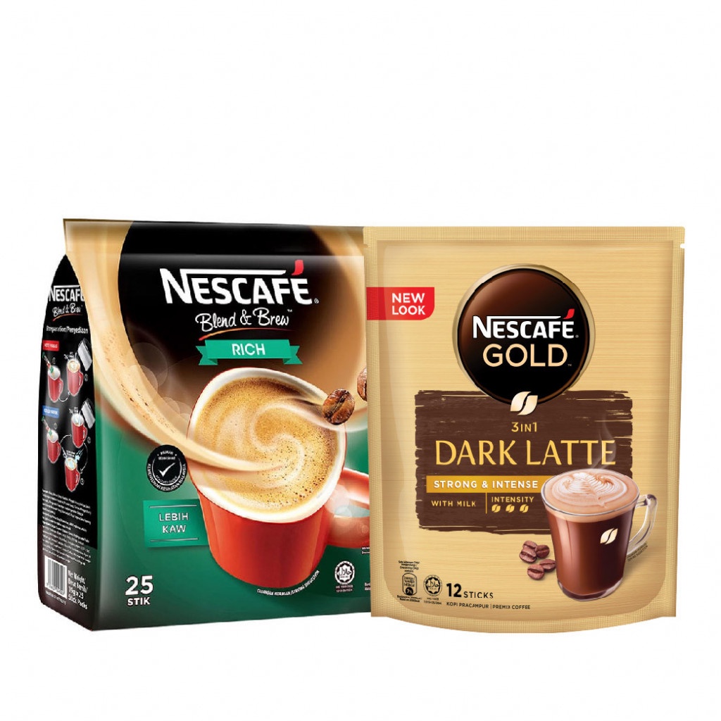 Nescafe Blend & Brew Rich 3 in 1 Coffee - 25 sticks + Nescafe Gold Dark ...