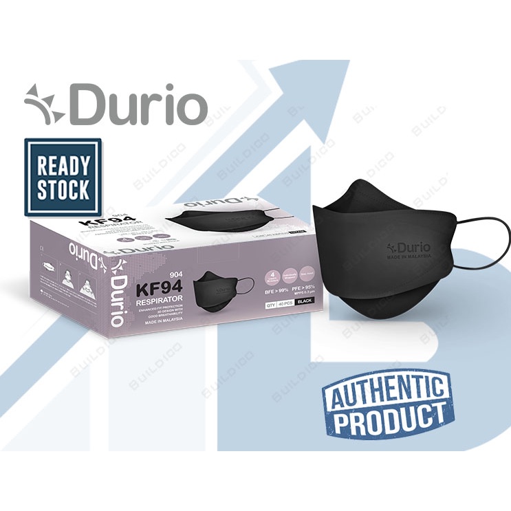 Durio 904 KF94 Respirator (Black) - (100% authentic) | Shopee Malaysia