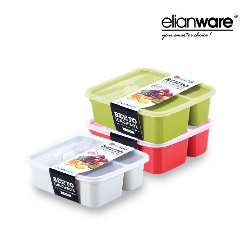 ELIANWARE BENTO Lunch Box With Fork & Spoon 1230/Kid Lunch Box/3 ...