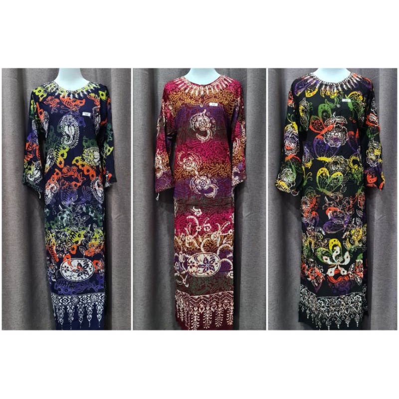 BAJU BATIK TUGU AGUNG LONGDRESS KAFTAN LABUH LENGAN PANJANG CORAK ...